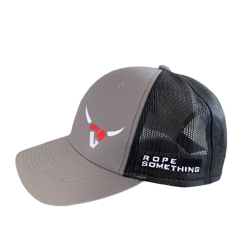 7K Roping Cap #1 - Offset Logo Gray with Black Mesh